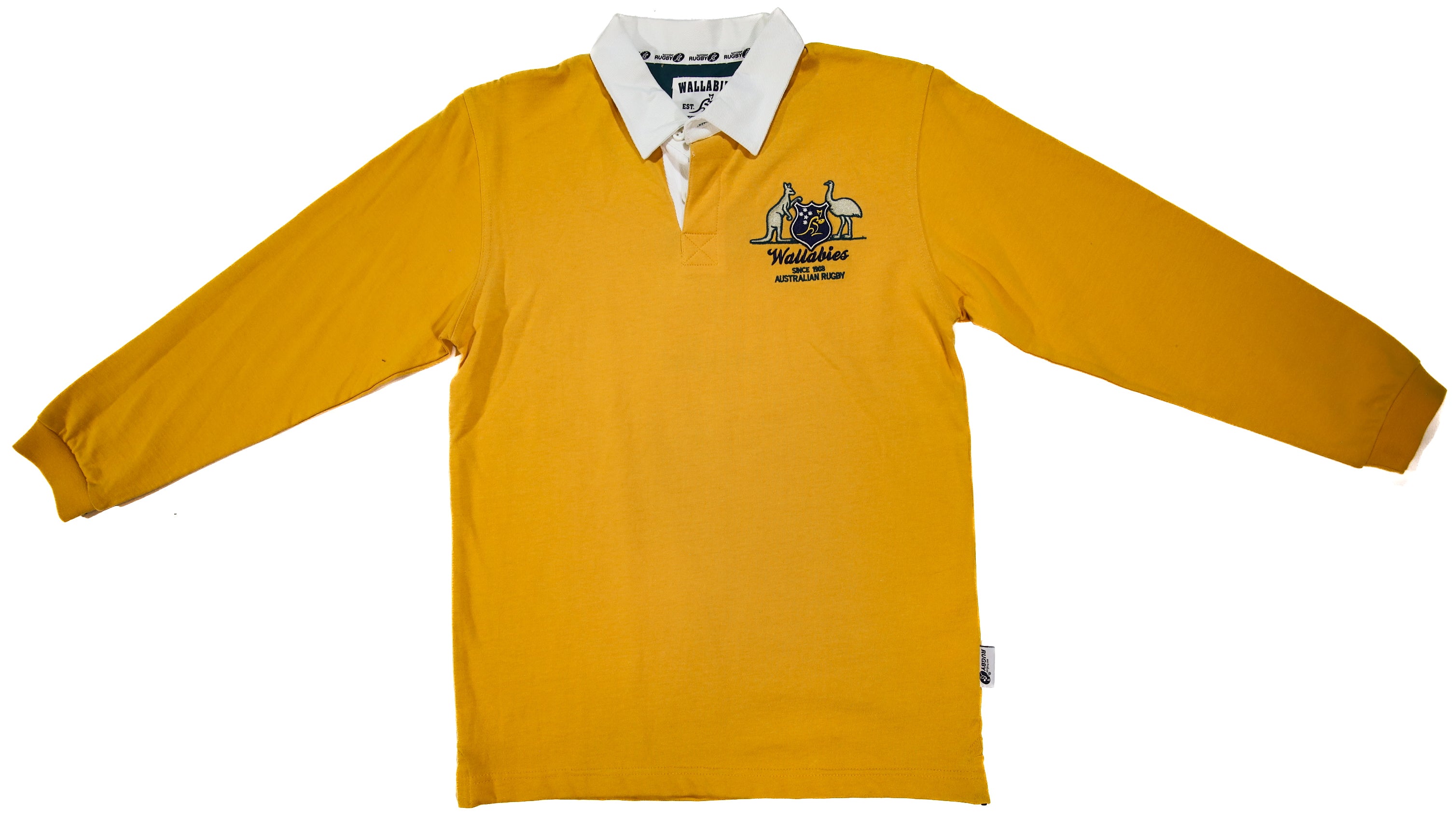 Australian Rugby Union Wallabies Men's Garment Washed Gold Jersey Full ...